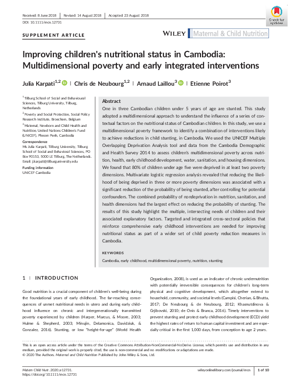 (PDF) Improving children's nutritional status in Cambodia ...