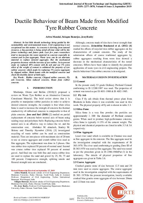 (PDF) Ductile Behaviour of Beam Made from Modified Tyre Rubber Concrete