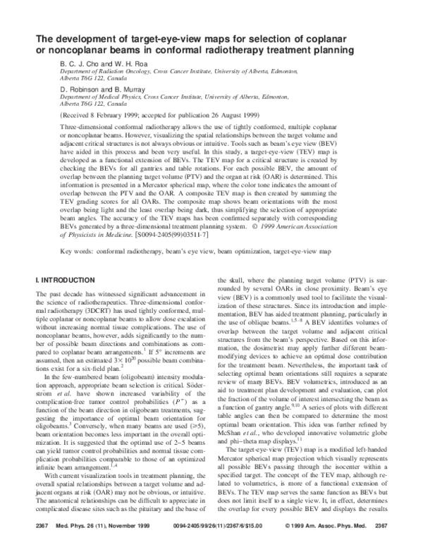 (PDF) The development of target-eye-view maps for selection of coplanar ...