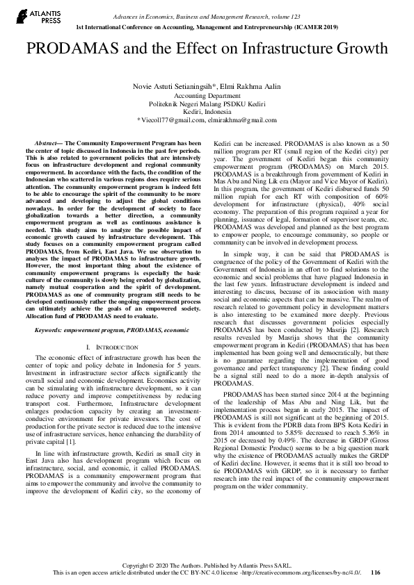 (PDF) PRODAMAS and the Effect on Infrastructure Growth