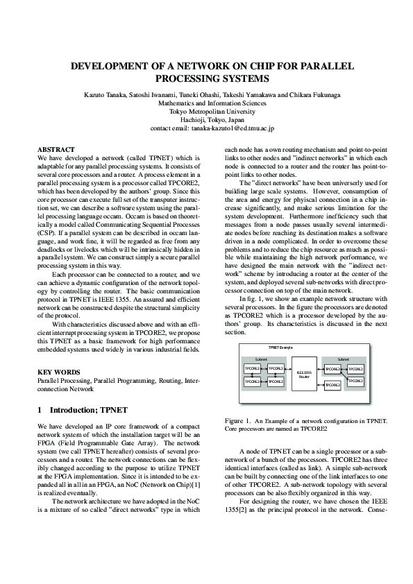 (PDF) Development of a Network on Chip for Parallel Processing Systems