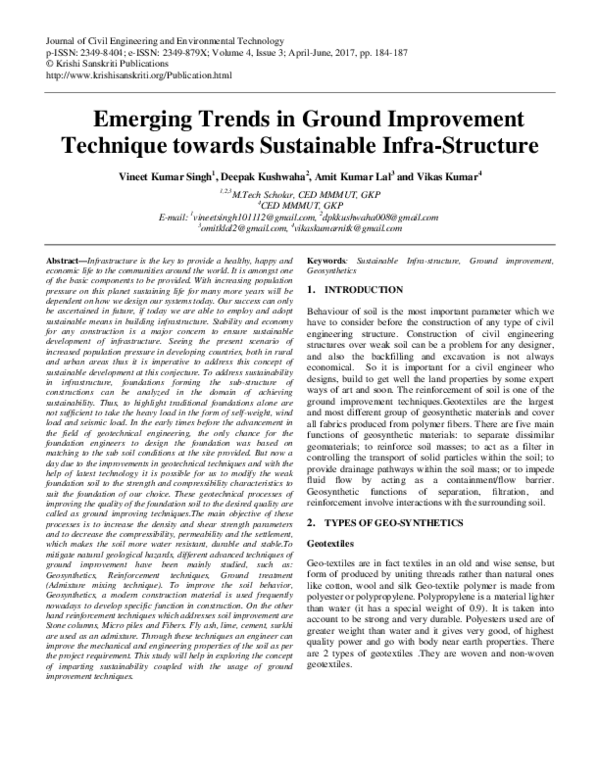 (PDF) Emerging Trends in Ground Improvement Technique towards ...