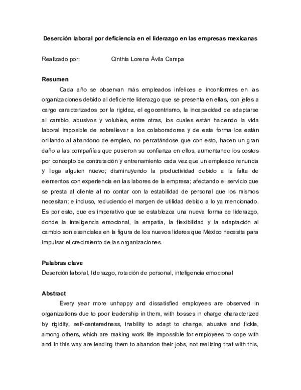(DOC) Deserción laboral por deficiencia en el liderazgo en las empresas ...