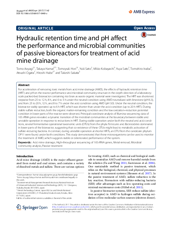 (PDF) Hydraulic retention time and pH affect the performance and microbial communities of ...