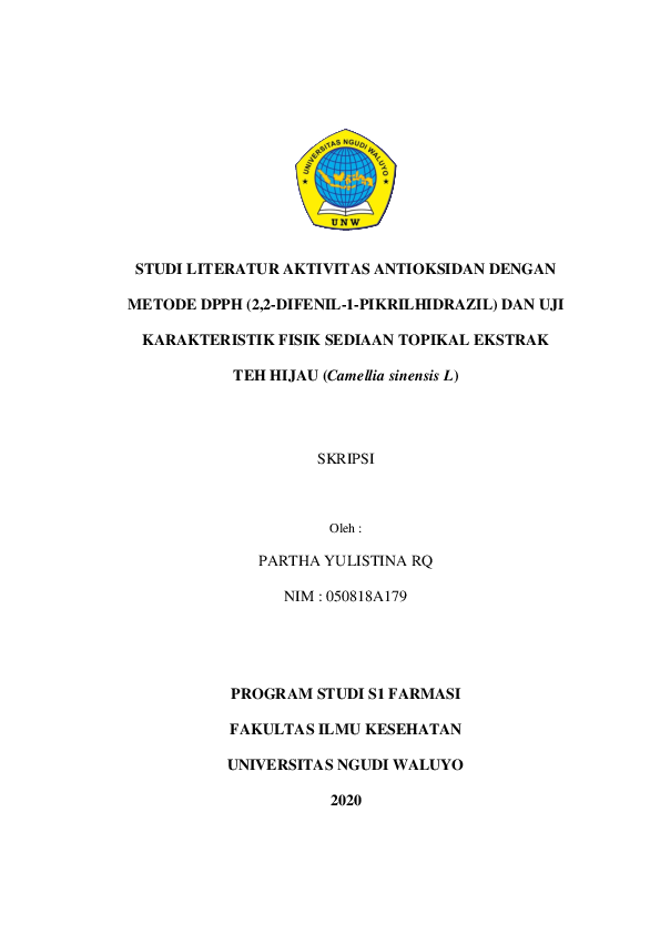 (PDF) STUDI LITERATUR AKTIVITAS ANTIOKSIDAN DENGAN METODE DPPH (2,2 ...