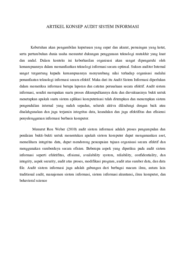 (DOC) ARTIKEL KONSEP AUDIT SISTEM INFORMASI