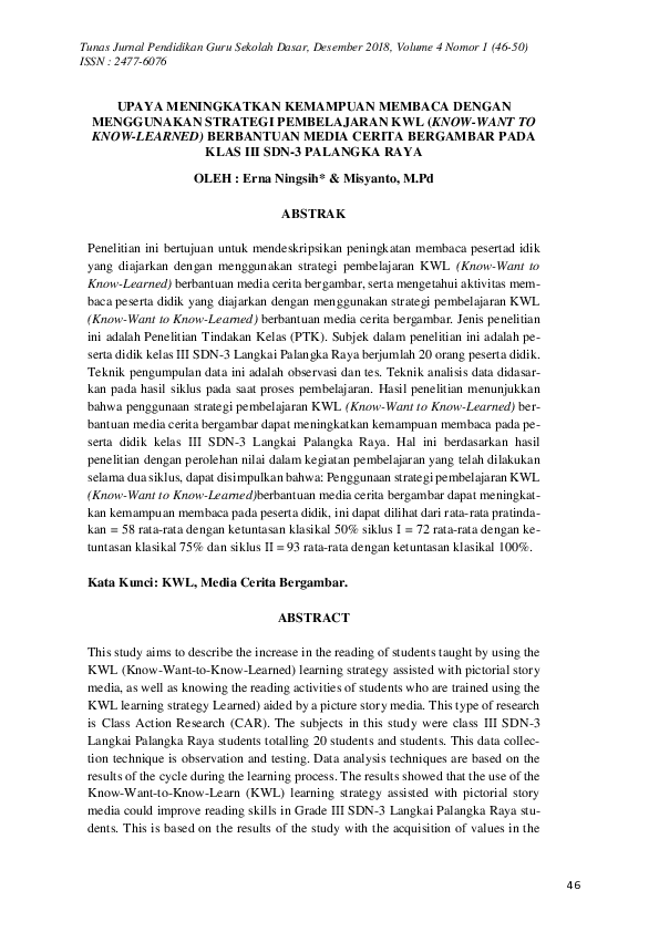 (PDF) Upaya Meningkatkan Kemampuan Membaca dengan Menggunakan Strategi ...