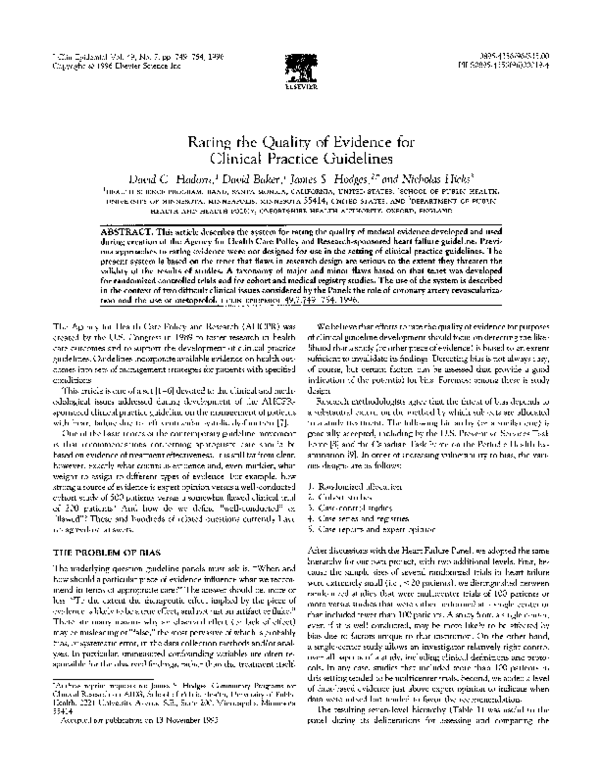 (PDF) Rating the quality of evidence for clinical practice guidelines ...