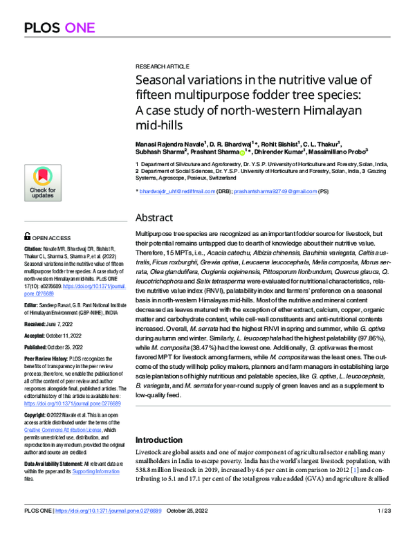 (PDF) Seasonal variations in the nutritive value of fifteen ...