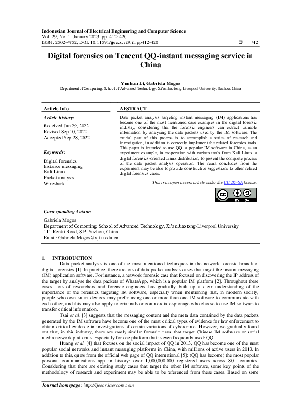 (PDF) Digital forensics on Tencent QQ-instant messaging service in China