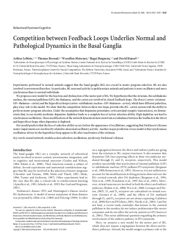 (PDF) Competition between Feedback Loops Underlies Normal and ...