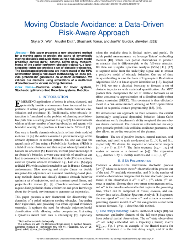 (PDF) Moving Obstacle Avoidance: A Data-Driven Risk-Aware Approach