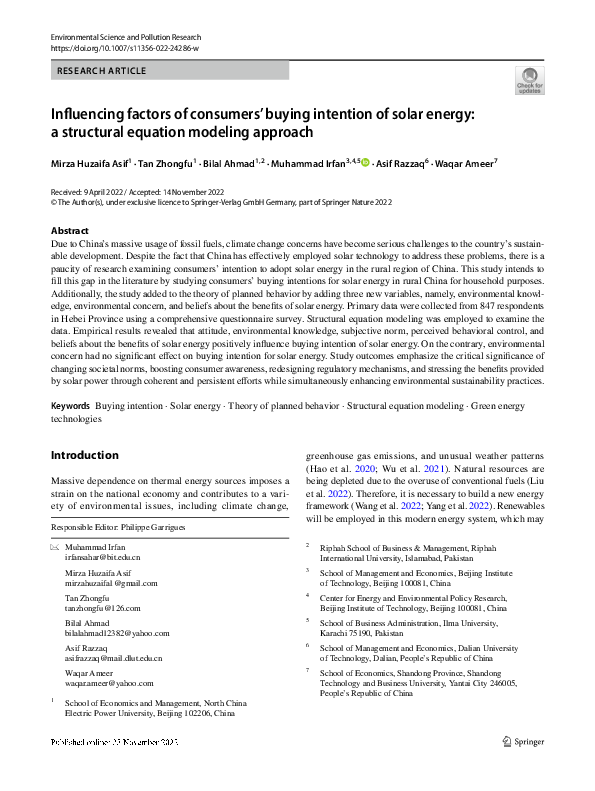 (PDF) Influencing factors of consumers’ buying intention of solar ...