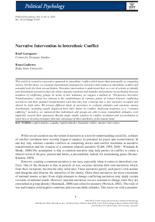 (PDF) Narrative Intervention in Interethnic Conflict