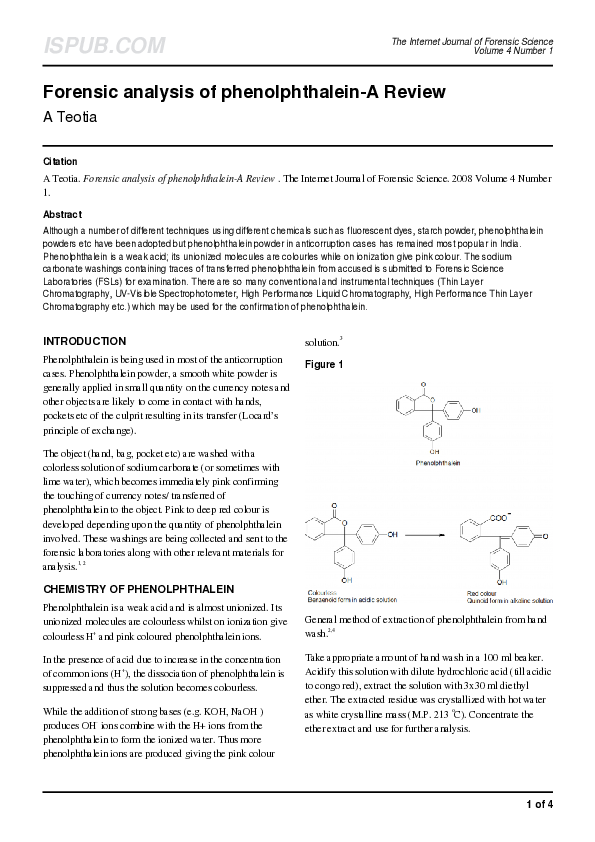 (PDF) Forensic analysis of phenolphthalein-A Review