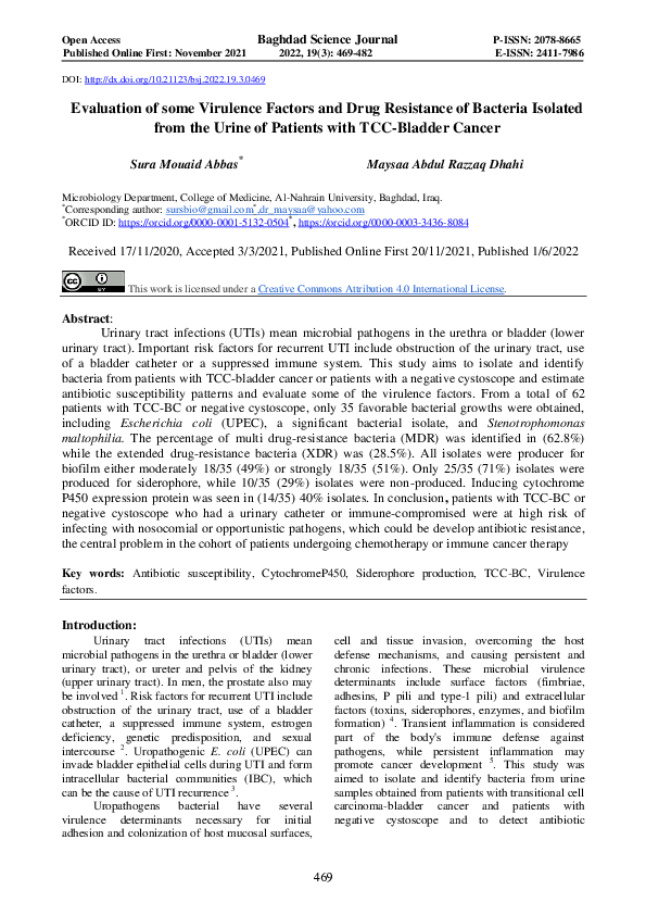(PDF) Evaluation of some Virulence Factors and Drug Resistance of ...