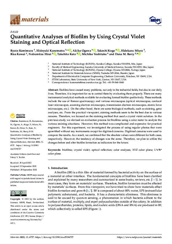 (PDF) Quantitative Analyses of Biofilm by Using Crystal Violet Staining ...