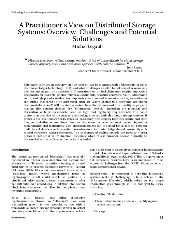 (PDF) A Practitioner’s View on Distributed Storage Systems: Overview, Challenges and Potential ...