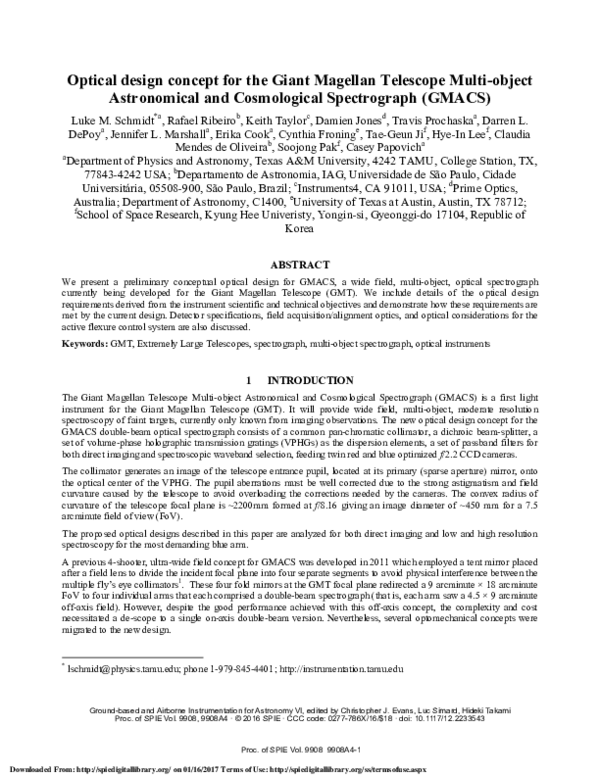 (PDF) Optical design concept for the Giant Magellan Telescope Multi ...