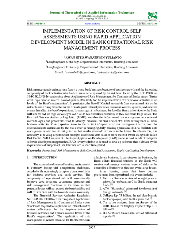 (PDF) Implementation of Risk Control Self Assessments Using Rapid ...