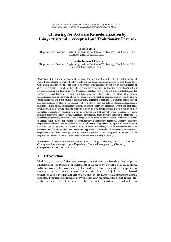 (PDF) Clustering for Software Remodularization by Using Structural ...