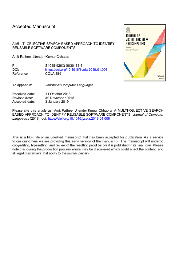 (PDF) A multi-objective search based approach to identify reusable software components