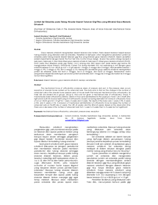 (PDF) Jumlah Sel Osteoklas pada Tulang Alveolar Daerah Tekanan Gigi ...