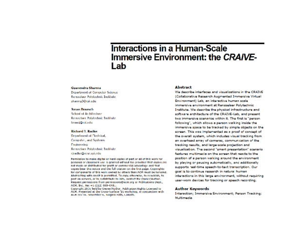 (PDF) Interactions in a Human-Scale Immersive Environment: the CRAIVE-Lab