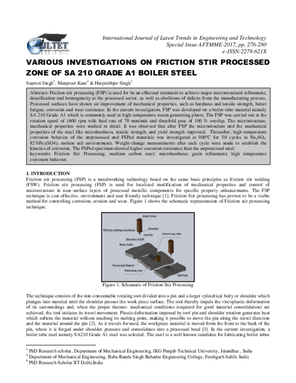 (PDF) Various Investigations on Friction Stir Processed Zone of Sa 210 ...