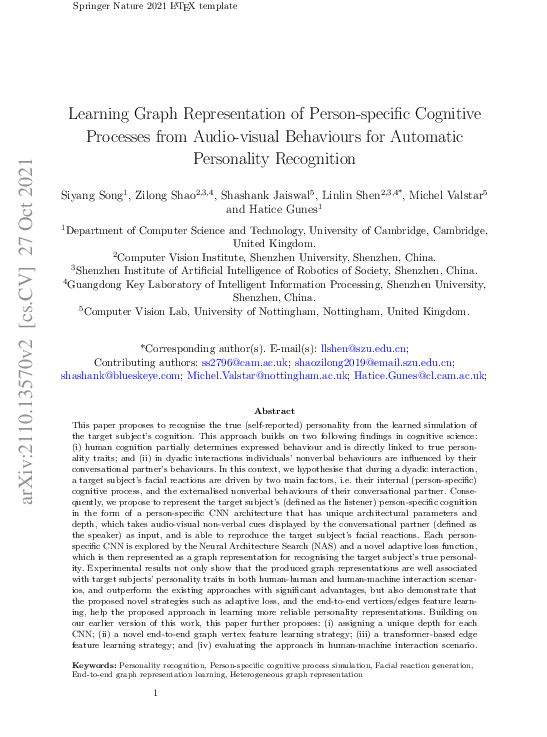 (PDF) Learning Graph Representation of Person-specific Cognitive Processes from Audio-visual ...