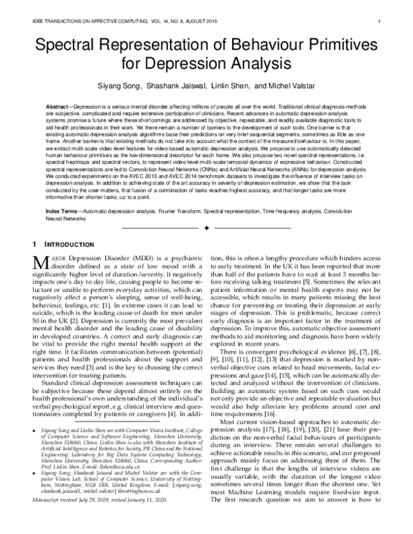 (PDF) Spectral Representation of Behaviour Primitives for Depression ...