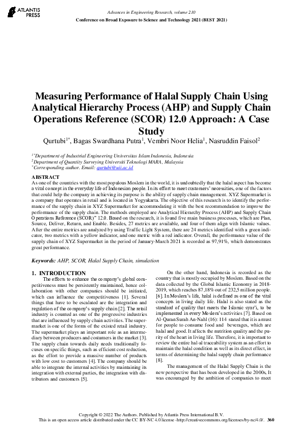 (PDF) Measuring Performance of Halal Supply Chain Using Analytical Hierarchy Process (AHP) and ...