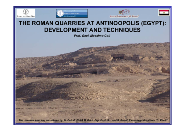 (PDF) The Roman quarries at Antinoopolis (Egypt): development and ...
