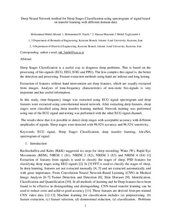 (PDF) Deep Neural Network method for Sleep Stages Classification using ...