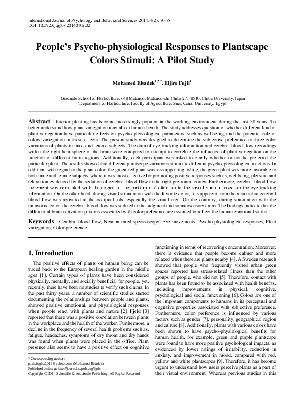 (PDF) People’s Psycho-physiological Responses to Plantscape Colors ...