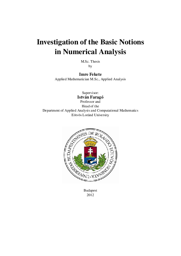 (PDF) Investigation of the Basic Notions in Numerical Analysis