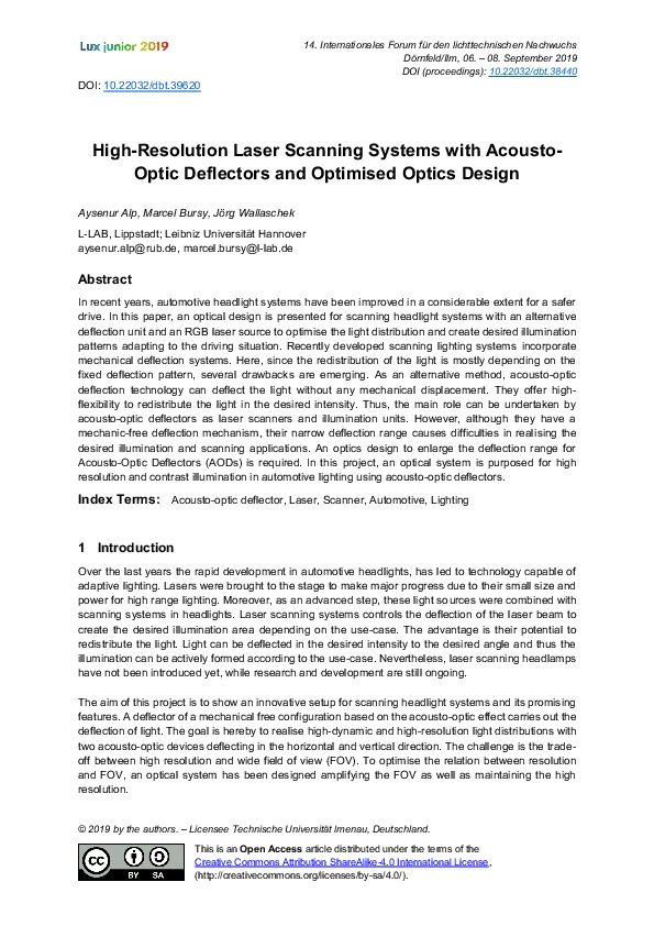 (PDF) High-Resolution Laser Scanning Systems with Acousto-Optic ...