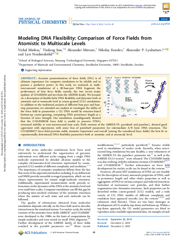(PDF) Modeling DNA Flexibility: Comparison of Force Fields from Atomistic to Multiscale Levels