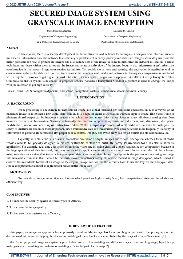 Pdf Efficient Grayscale Image Encryption And Compression 
