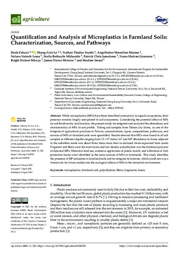 (PDF) Quantification and Analysis of Microplastics in Farmland Soils: Characterization, Sources ...