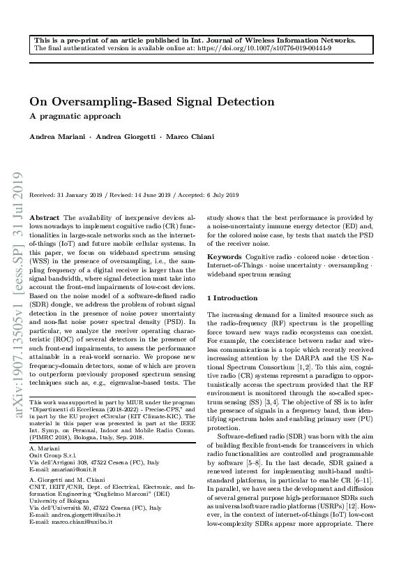 (PDF) On Oversampling-Based Signal Detection
