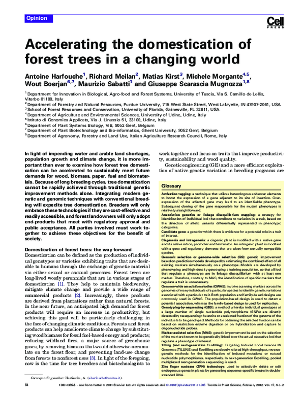 (PDF) Accelerating the domestication of forest trees in a changing world