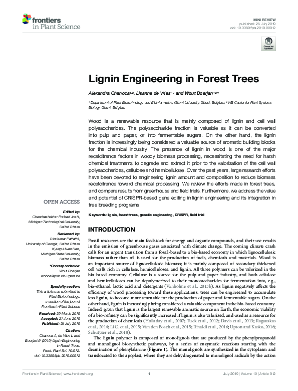 (PDF) Lignin Engineering in Forest Trees