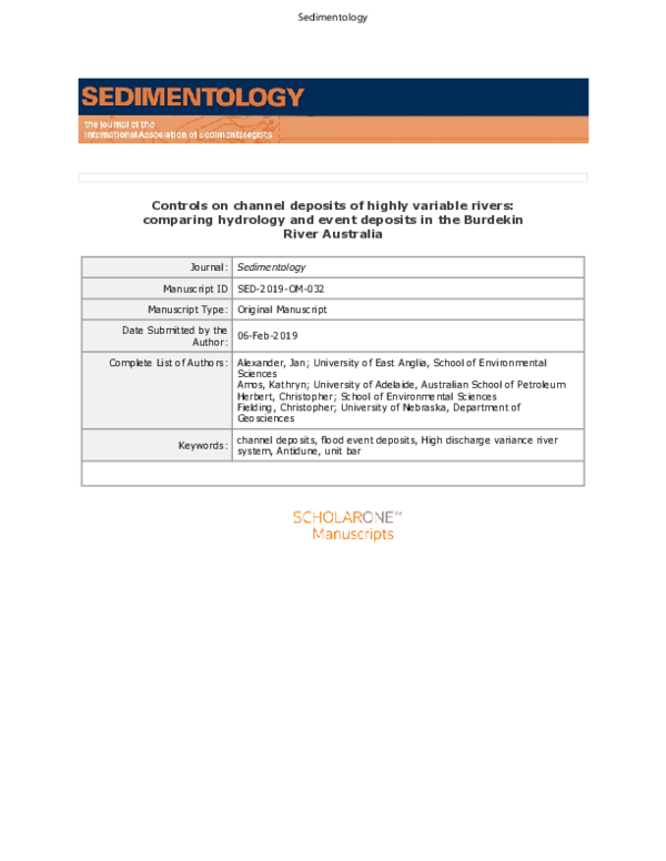 (PDF) Controls on channel deposits of highly variable rivers: Comparing ...