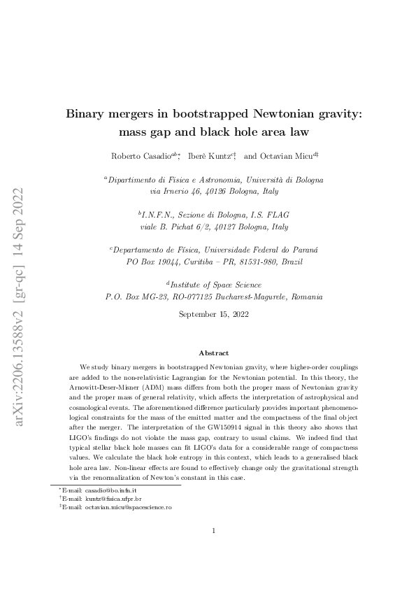(PDF) Binary mergers in bootstrapped Newtonian gravity: Mass gap and ...
