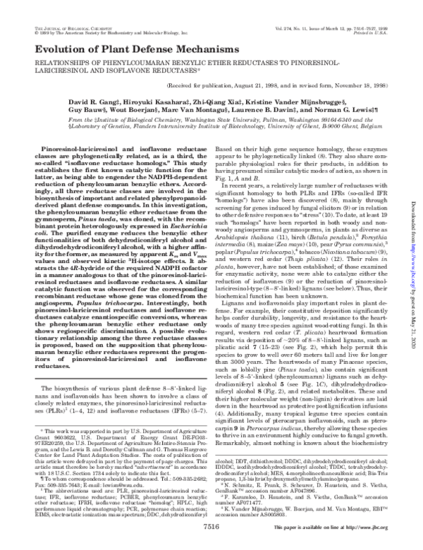 (PDF) Evolution of Plant Defense Mechanisms