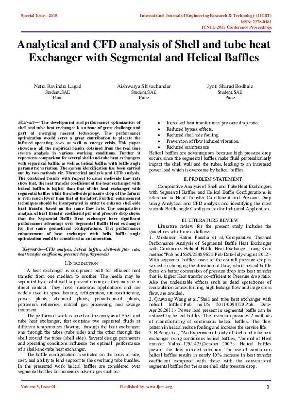 (PDF) Analytical and CFD analysis of Shell and tube heat Exchanger with ...