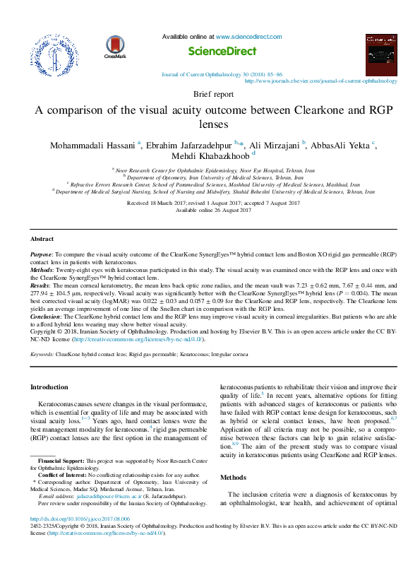 (PDF) A comparison of the visual acuity outcome between Clearkone and ...