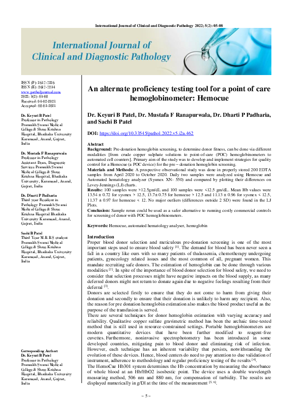 (PDF) An alternate proficiency testing tool for a point of care ...