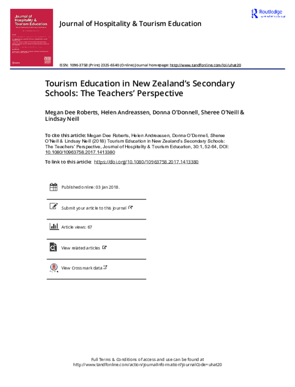 (PDF) Tourism Education in New Zealand’s Secondary Schools: The ...